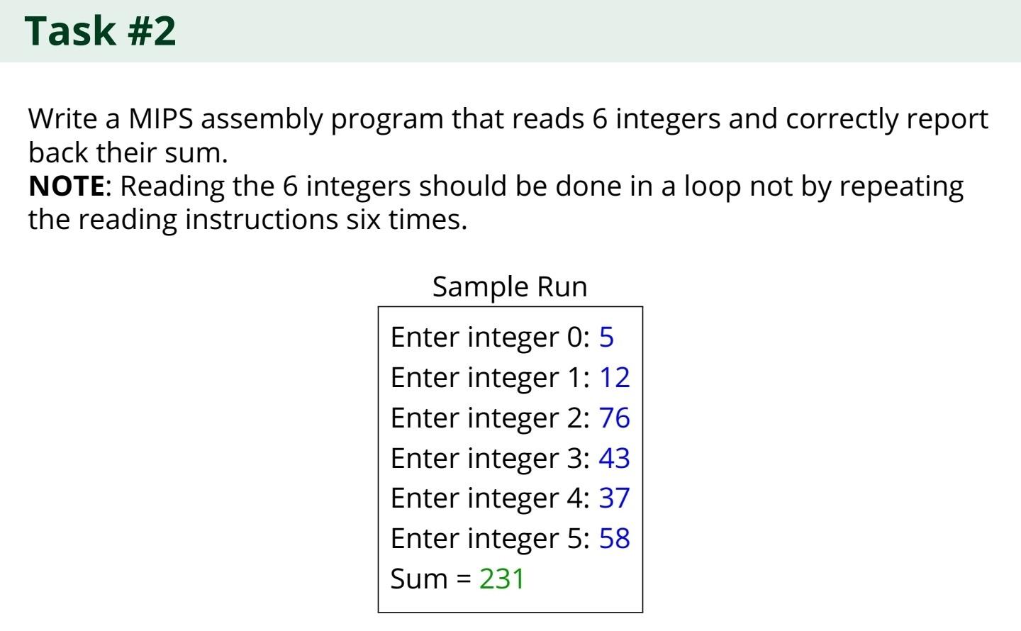 Solved Write a MIPS assembly program that reads 6 integers | Chegg.com