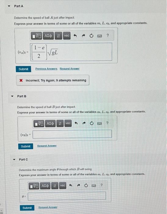 Solved Two identical balls A and B of mass m are suspended | Chegg.com