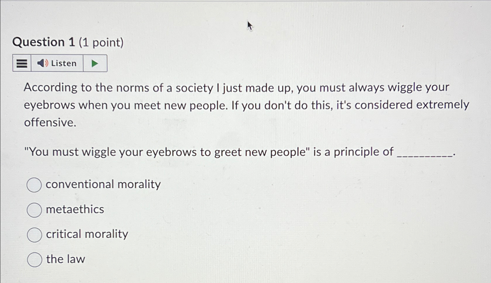 Solved Question 1 (1 ﻿point)According to the norms of a | Chegg.com