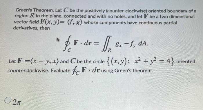 Solved Green's Theorem. Let C be the positively | Chegg.com