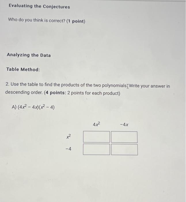 (4x2−4x)(x2−4)(x2+x−2)(4x2−8x) They are trying to | Chegg.com