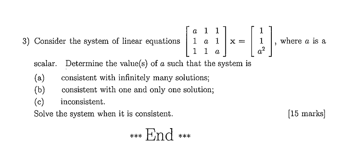 Solved Consider the system of linear equations | Chegg.com