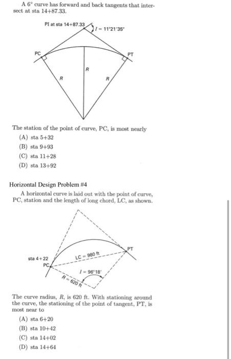 Solved A horizontal curve is laid out with the point of | Chegg.com