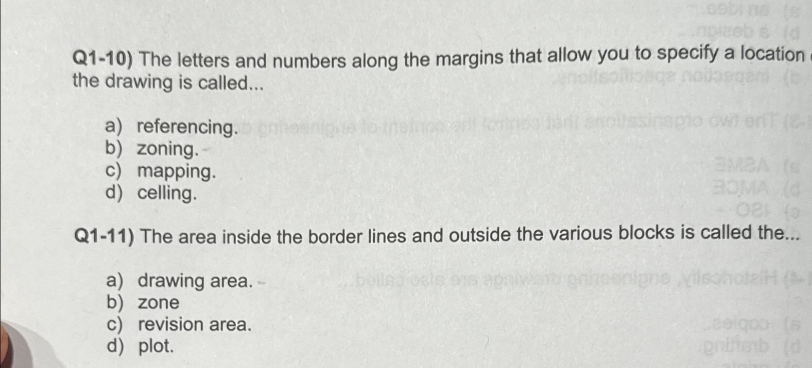Solved Q1-10) ﻿The letters and numbers along the margins | Chegg.com