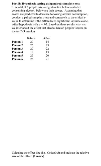 Solved Part B: Hypothesis testing using paired-samples | Chegg.com