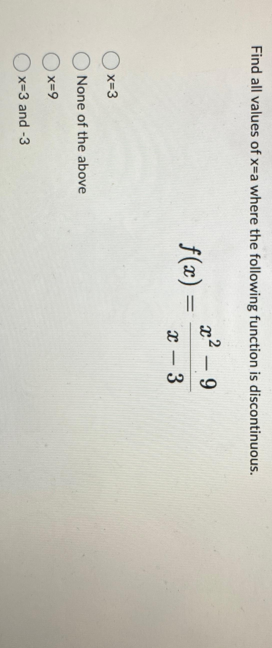 Solved Find all values of x=a where the following function | Chegg.com