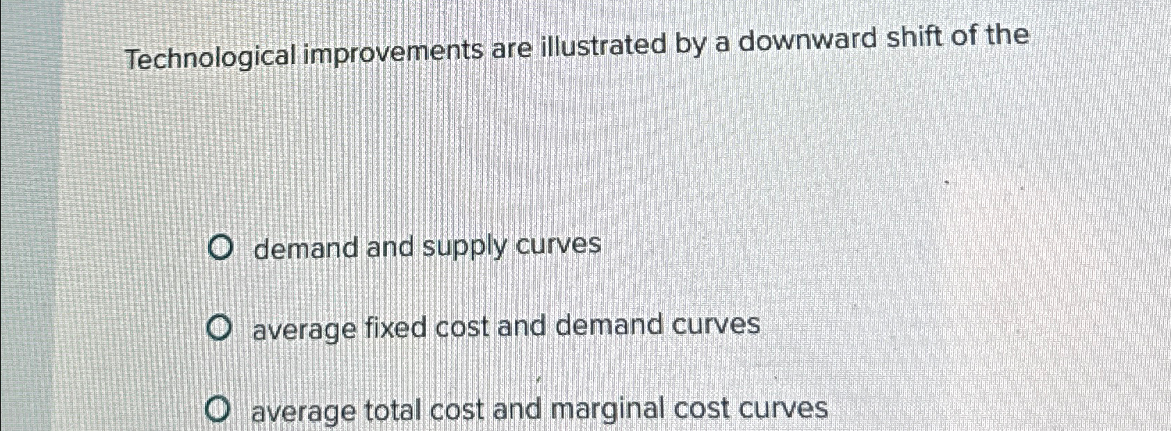 Solved Technological improvements are illustrated by a | Chegg.com