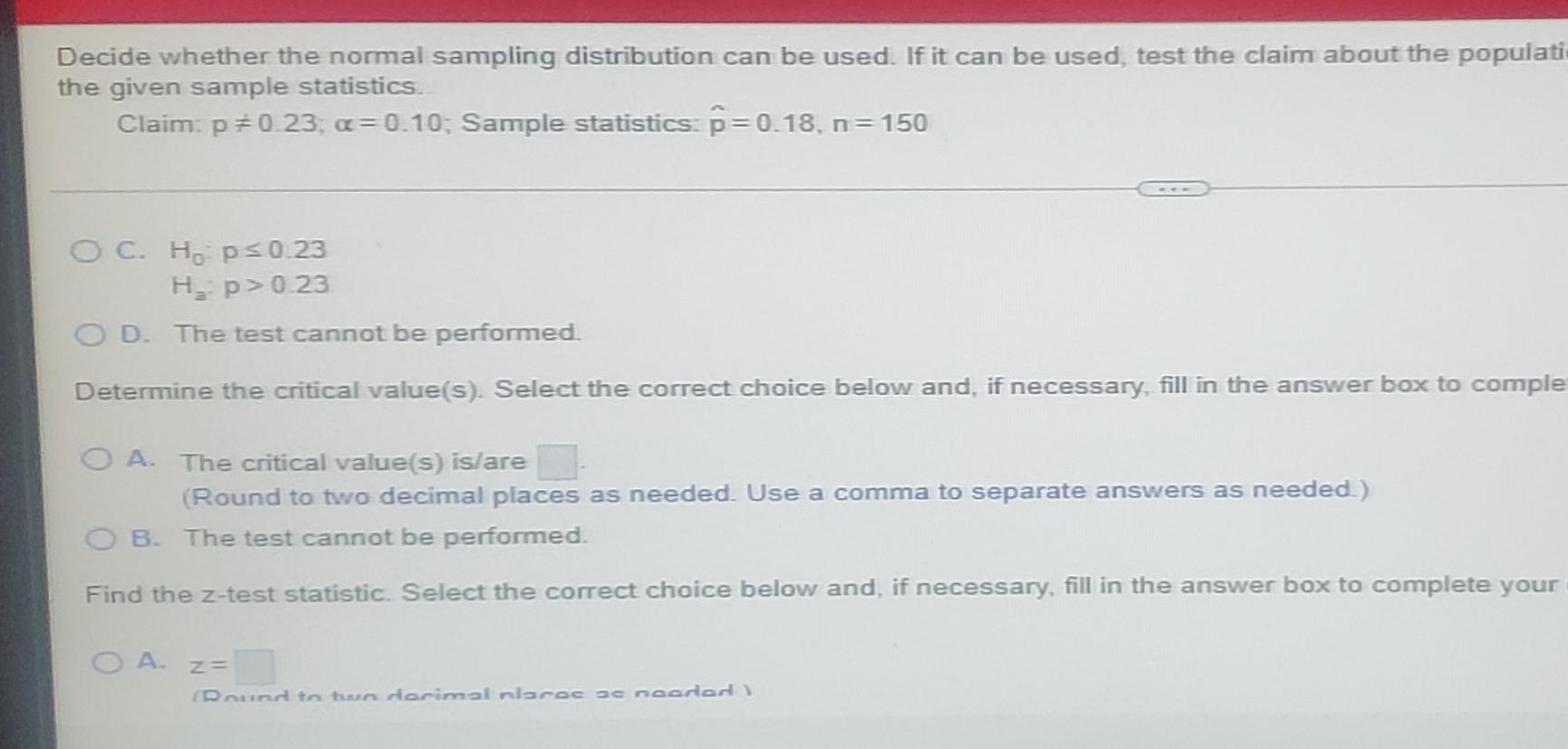 Solved Decide whether the normal sampling distribution can | Chegg.com