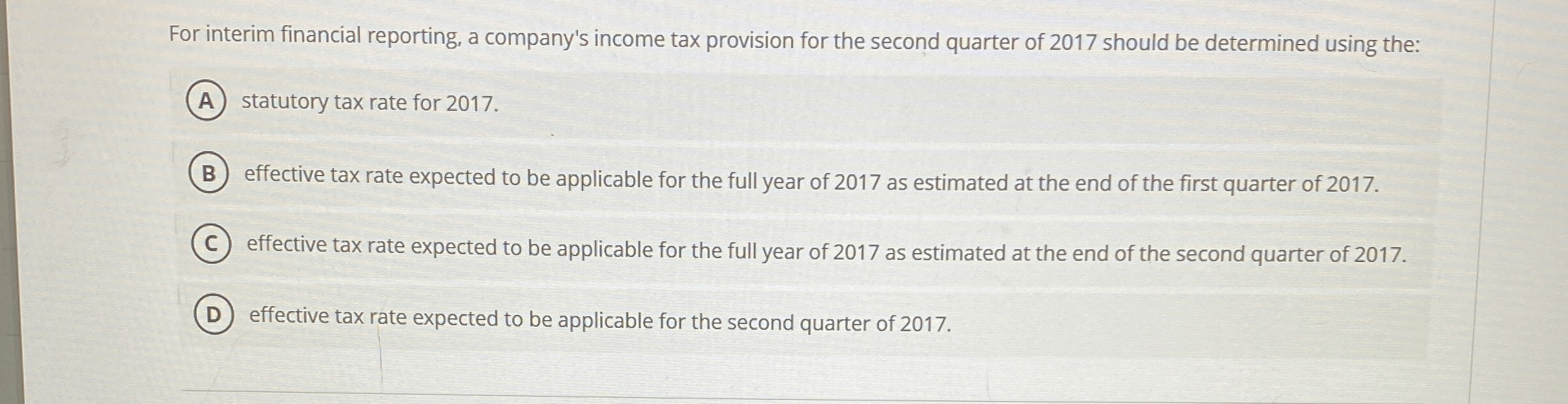 Solved For interim financial reporting, a company's income | Chegg.com