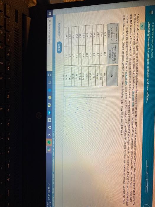 Solved O REGRESSION AND CORRELATION Computing the sample | Chegg.com