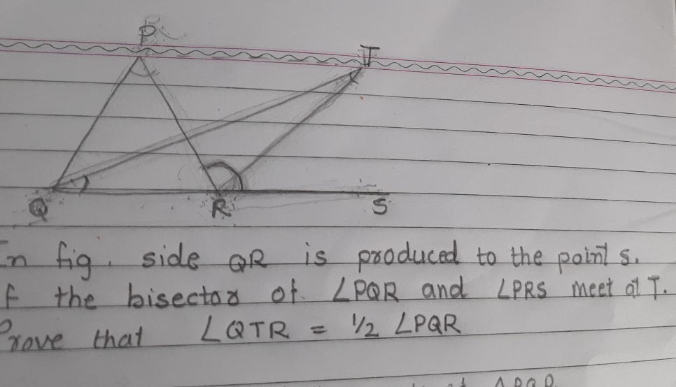 Solved -n fig. side QR ﻿is produced to the point s. f ﻿the | Chegg.com