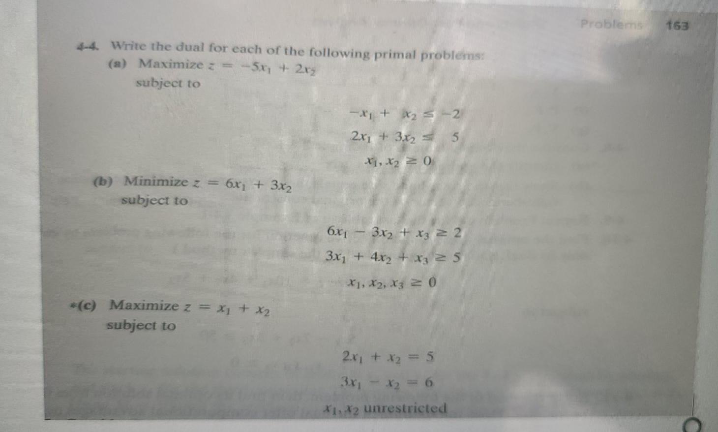 Solved Problems 4-4. Write the dual for each of the | Chegg.com