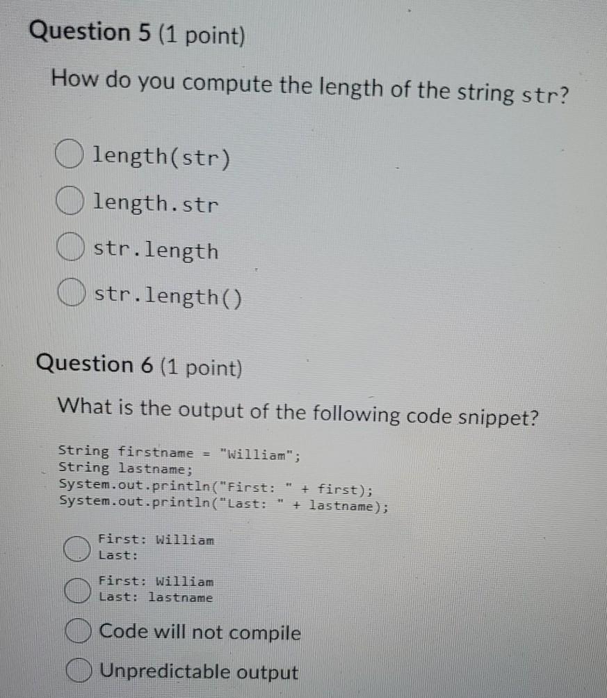Solved Question 5 (1 point) How do you compute the length of | Chegg.com
