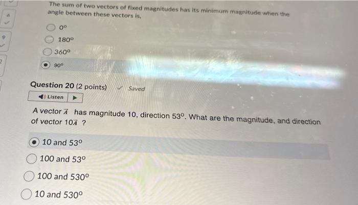 Solved The Sum Of Two Vectors Of Fixed Magnitudes Has Its