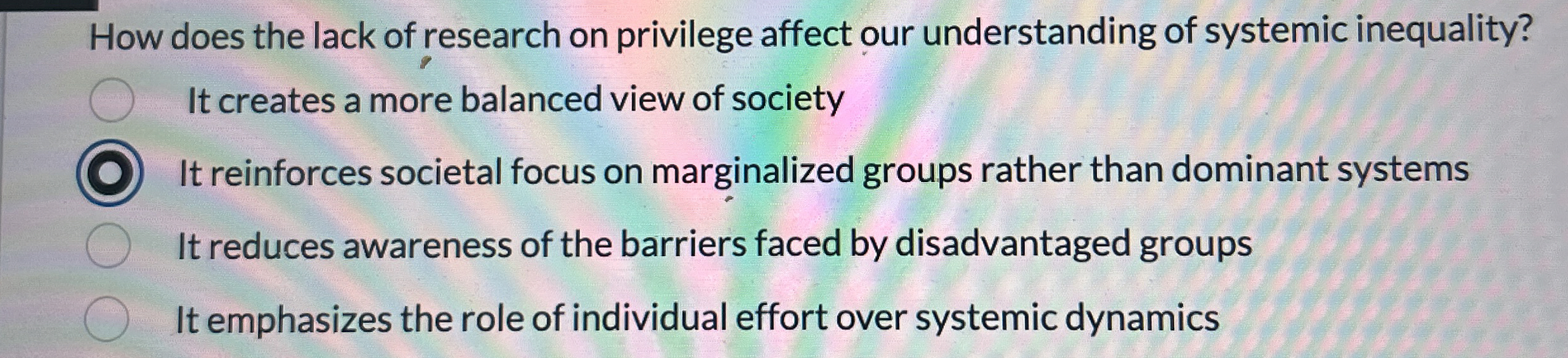 Solved How does the lack of research on privilege affect our | Chegg.com