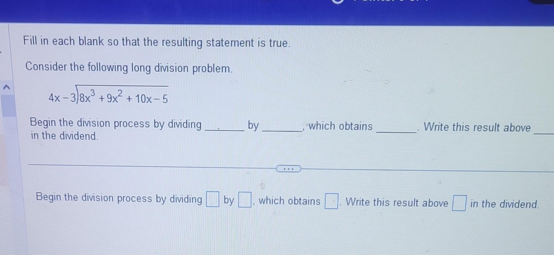 Solved Fill in each blank so that the resulting statement is | Chegg.com