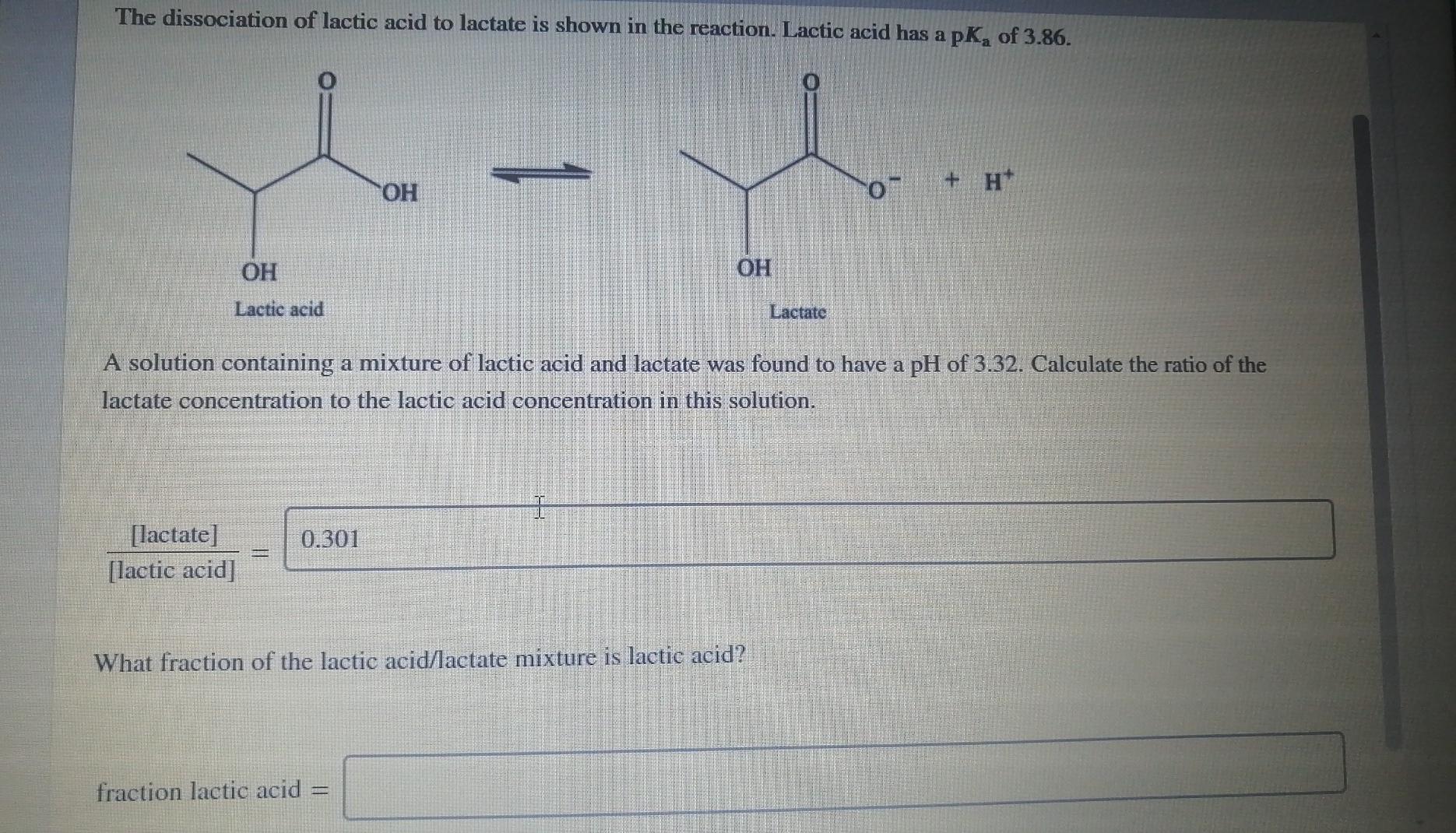 Solved The dissociation of lactic acid to lactate is shown | Chegg.com