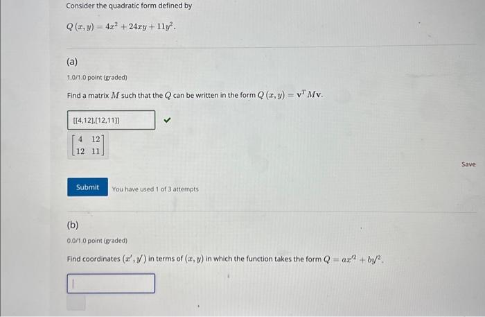 Solved Consider the quadratic form defined by | Chegg.com