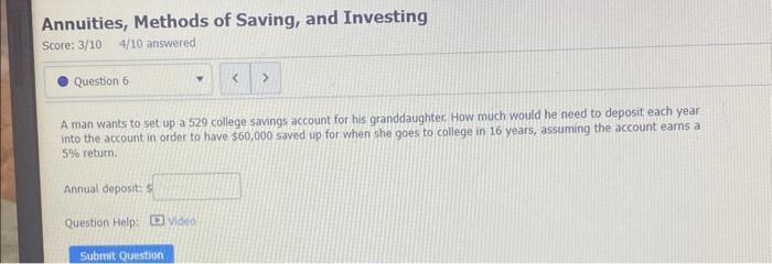 Solved Annuities, Methods of Saving, and Investing Score: | Chegg.com