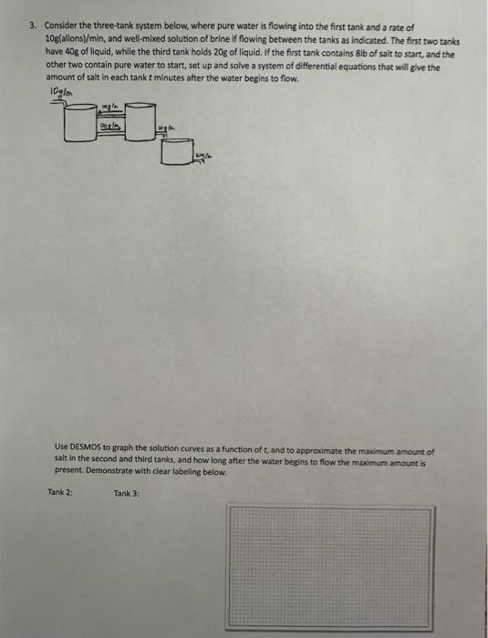 Solved 3. Consider the three-tank system below, where pure | Chegg.com
