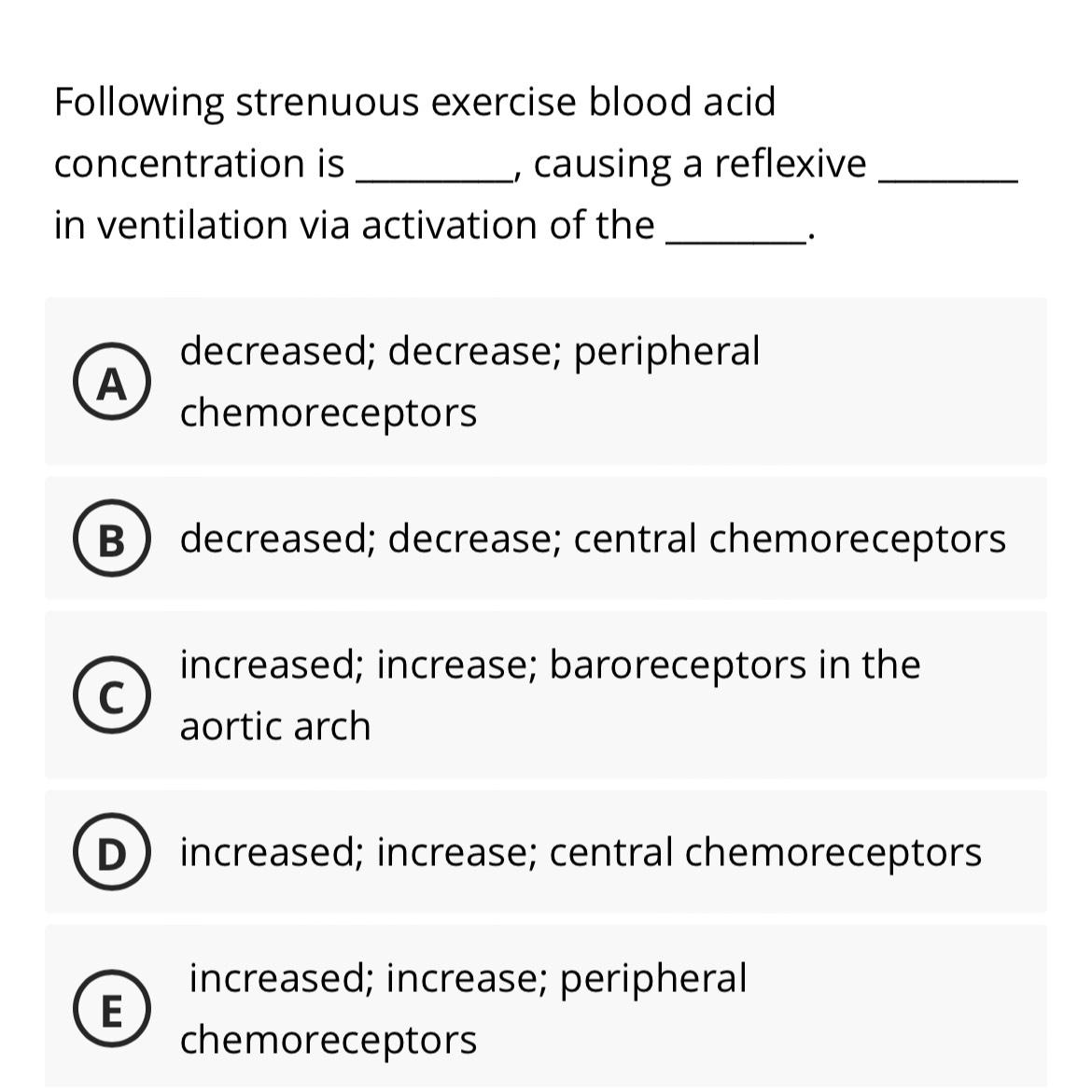 Solved Following strenuous exercise blood acid concentration | Chegg.com