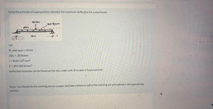 Solved Using the principle of superposition calculate the | Chegg.com