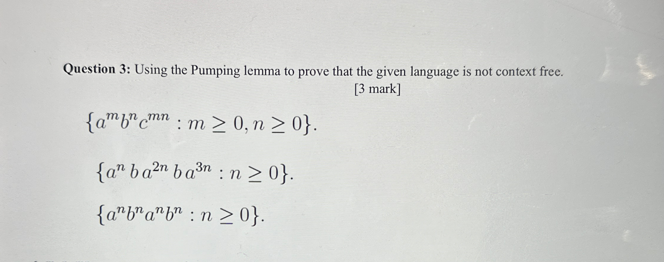 Solved Using the pumping lemma to prove that the given | Chegg.com