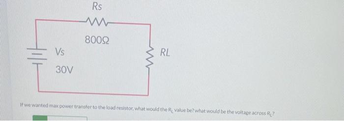 Solved If we wanted max power transfer to the load resistor, | Chegg.com
