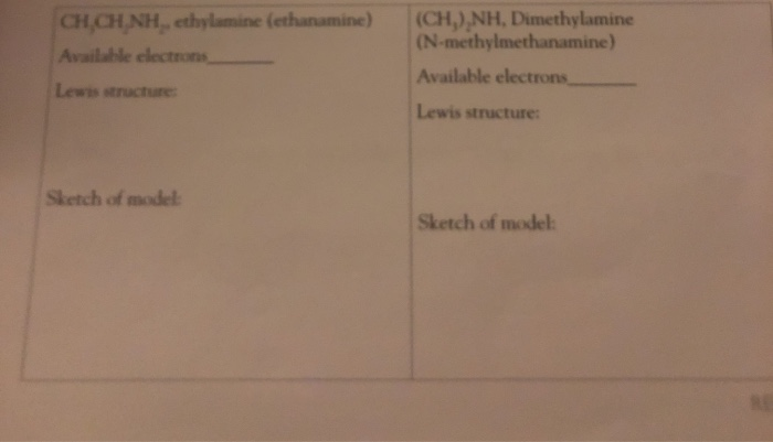 Solved CHCH NH. ethylamine (ethanamine) Available electrons | Chegg.com