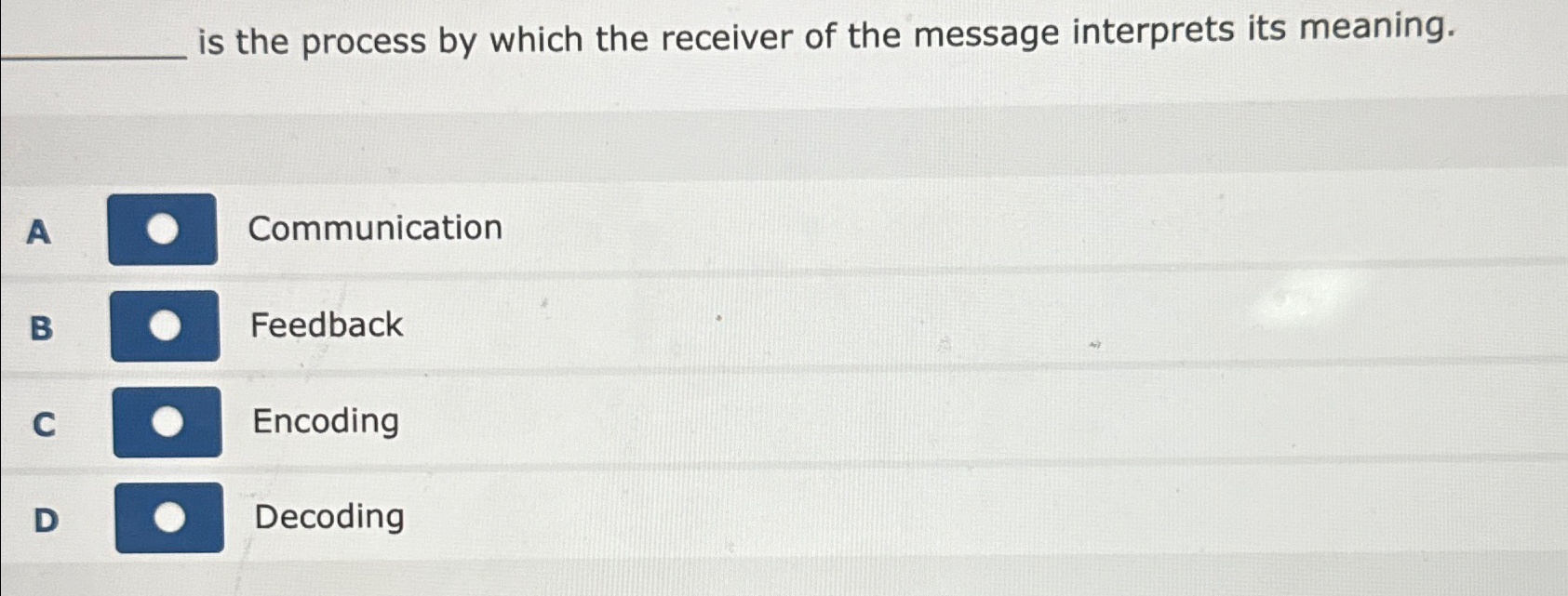 Solved is the process by which the receiver of the message | Chegg.com