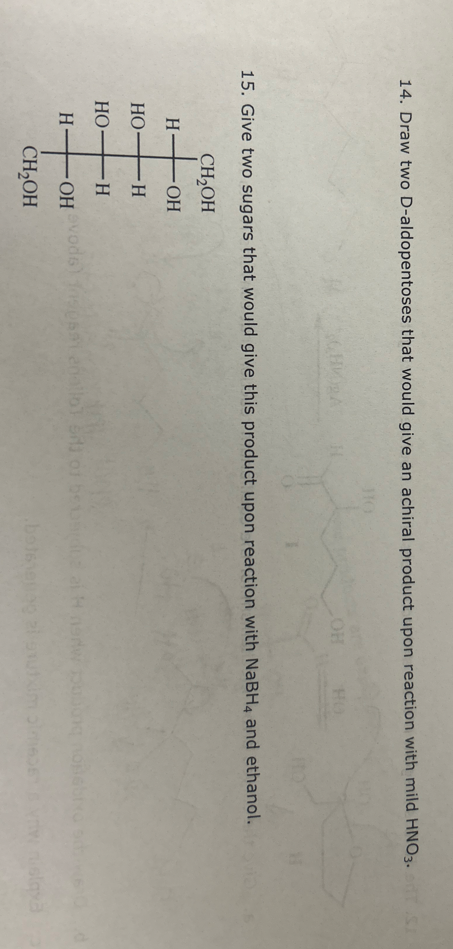 Solved 14.Draw two D-aldopentoses that would give an achiral | Chegg.com