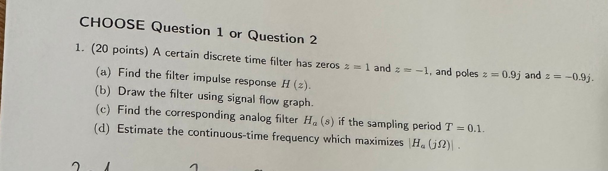 Solved CHOOSE Question 1 ﻿or Question 2(20 ﻿points) ﻿A | Chegg.com