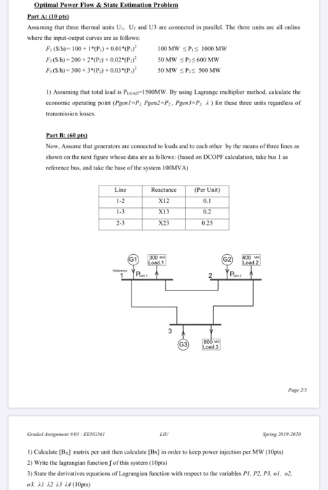 Optimal Power Flow & State Estimation Problem Part A: | Chegg.com
