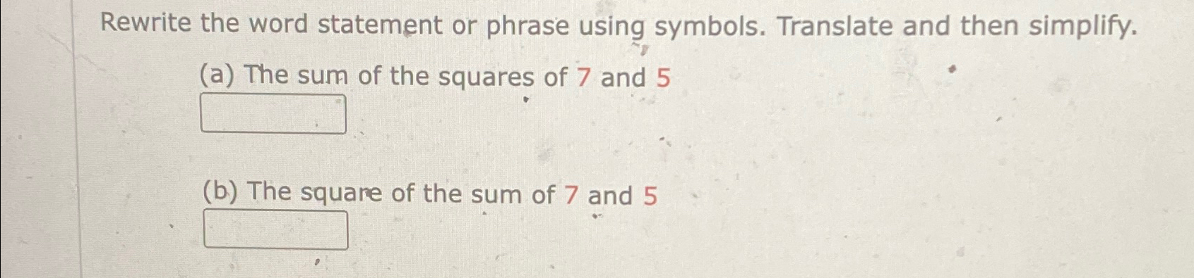 Solved Rewrite the word statement or phrase using symbols. | Chegg.com