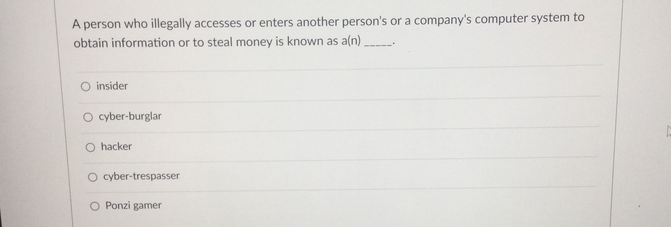 Solved A person who illegally accesses or enters another | Chegg.com Solved A person who illegally accesses or enters another | Chegg.com