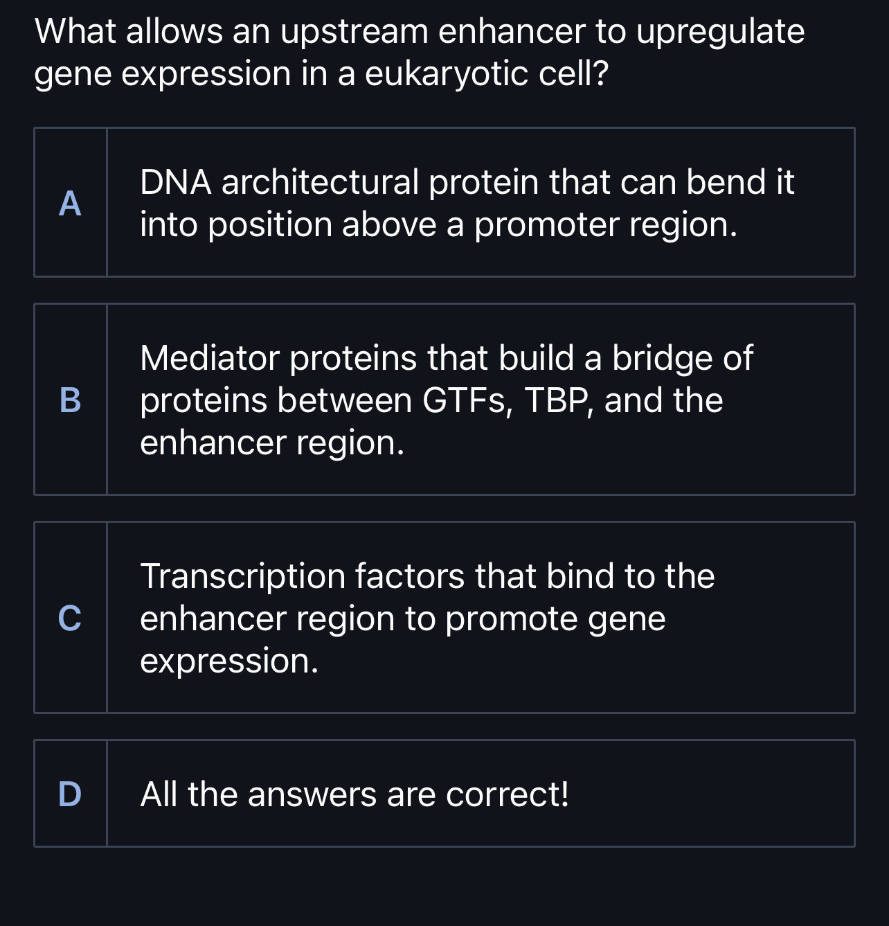 Solved What allows an upstream enhancer to upregulate gene | Chegg.com