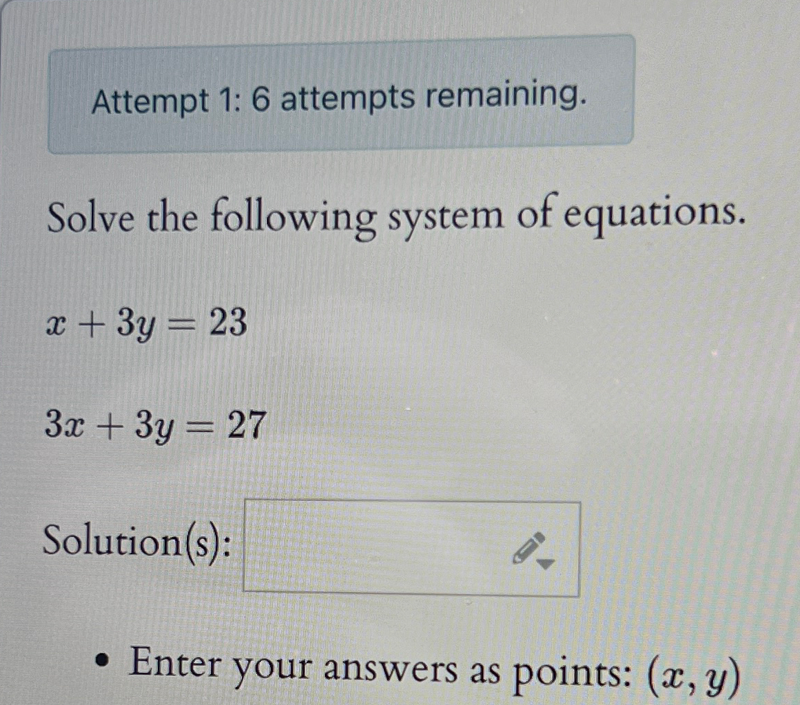 Solved Attempt 1: 6 ﻿attempts remaining.Solve the following | Chegg.com