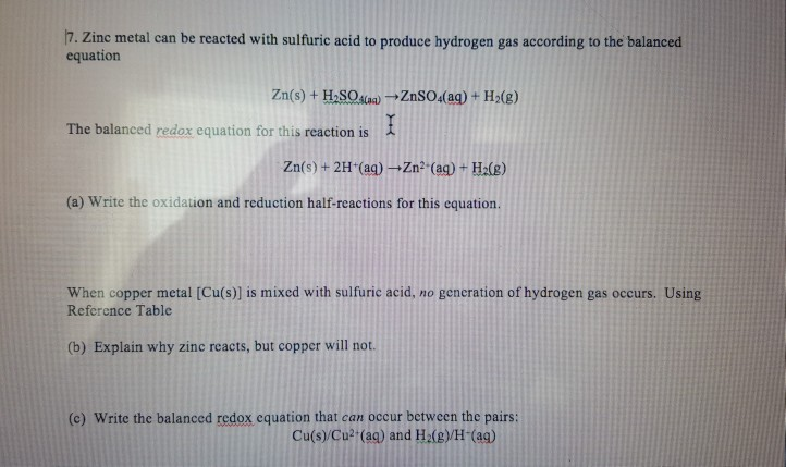 Solved 17. Zinc metal can be reacted with sulfuric acid to | Chegg.com