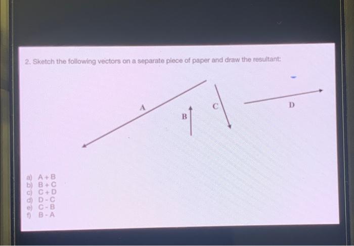 Solved 2. Sketch the following vectors on a separate plece | Chegg.com