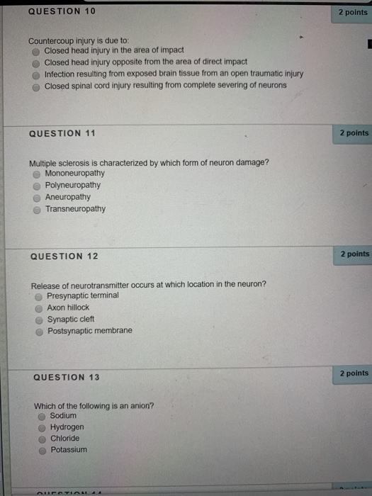 Solved QUESTION 10 2 points Countercoup injury is due to: | Chegg.com