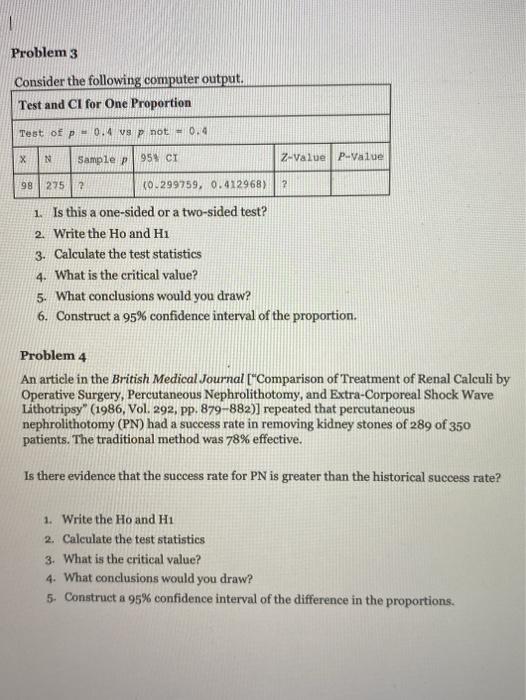 Solved Problem 3 Consider the following computer output. | Chegg.com