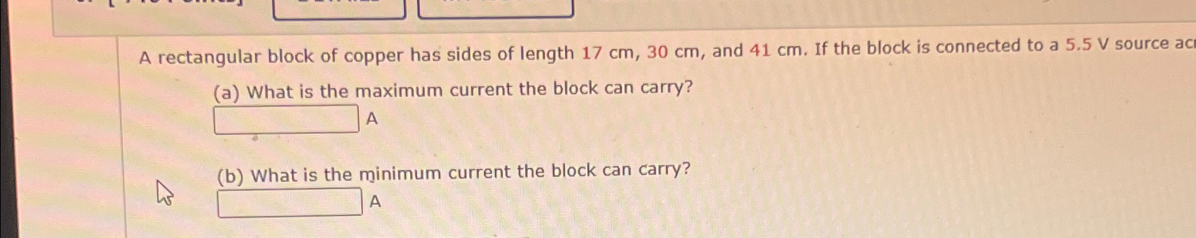 Solved A rectangular block of copper has sides of length | Chegg.com