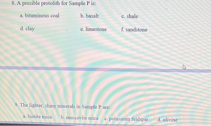 Solved 2000( )1. A possible protolith for Sample M is: a. | Chegg.com