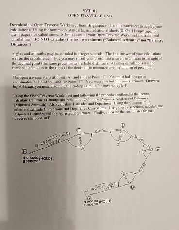 OPEN TRAVERSE WORKSHEETSVT101OPEN TRAVFRSE | Chegg.com