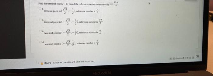 Solved Find the terminal point P(xand the reference number | Chegg.com