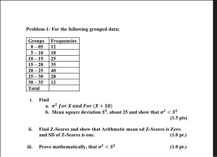 Solved Problem-1: For the following grouped data; Groups | Chegg.com