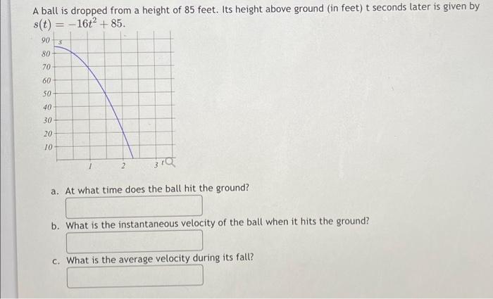 Solved A ball is dropped from a height of 85 feet. Its | Chegg.com