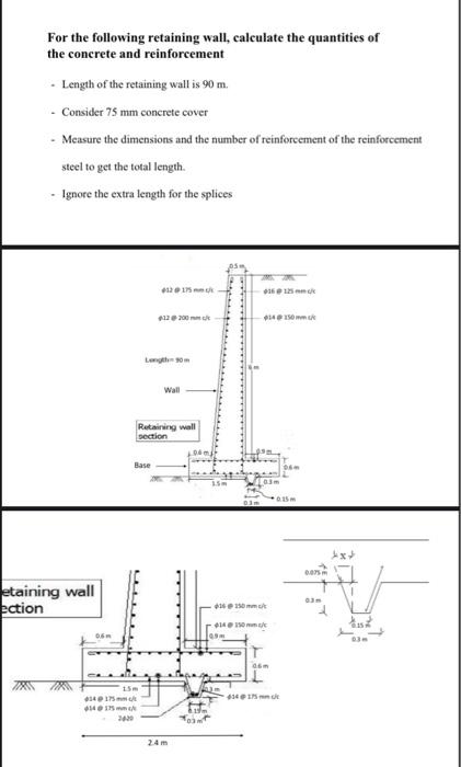 Solved For the following retaining wall, calculate the | Chegg.com