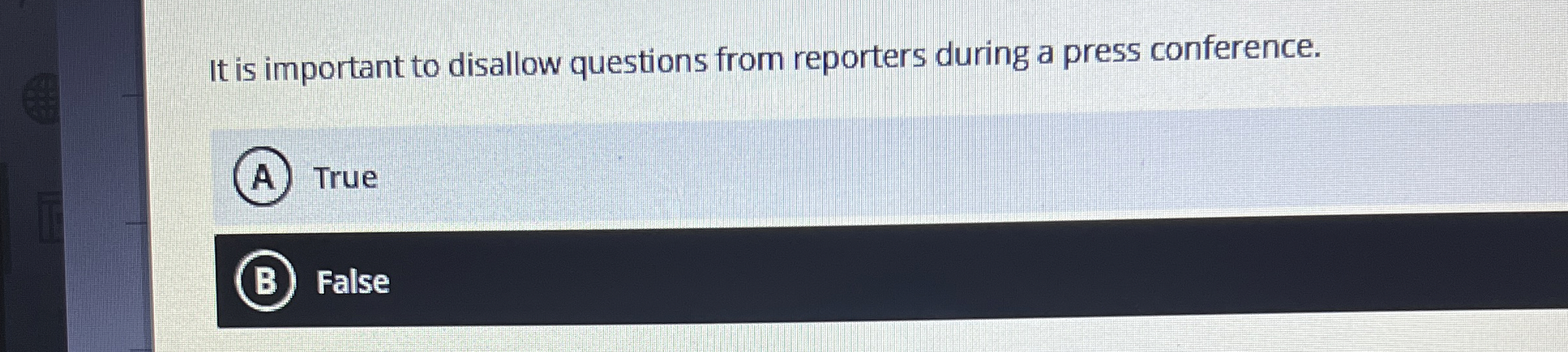Solved It is important to disallow questions from reporters | Chegg.com