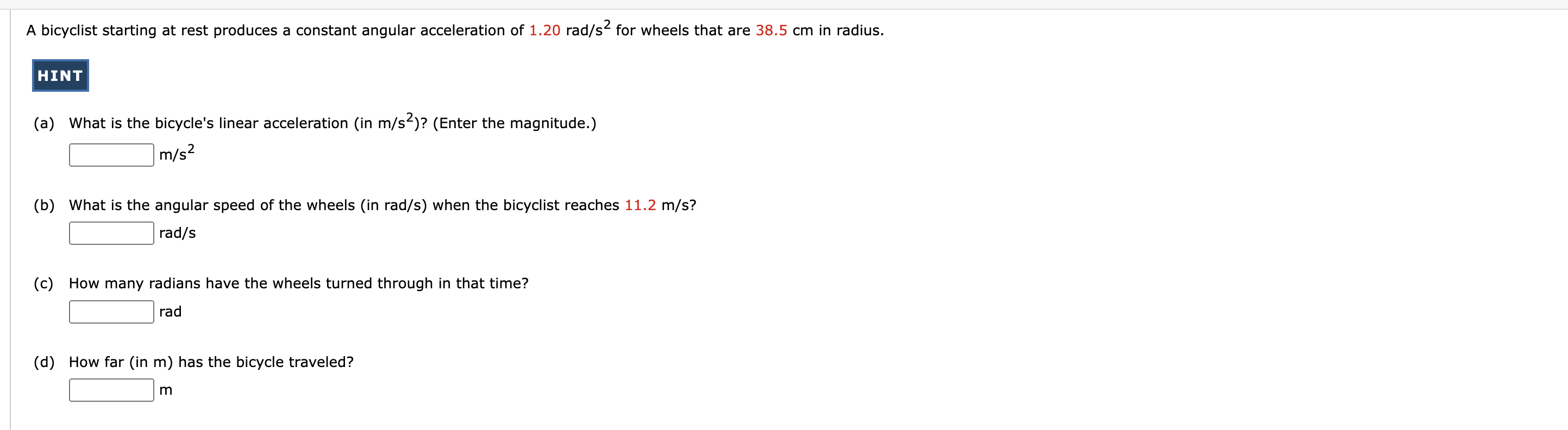 Solved angular acceleration αav. (Indicate the direction | Chegg.com